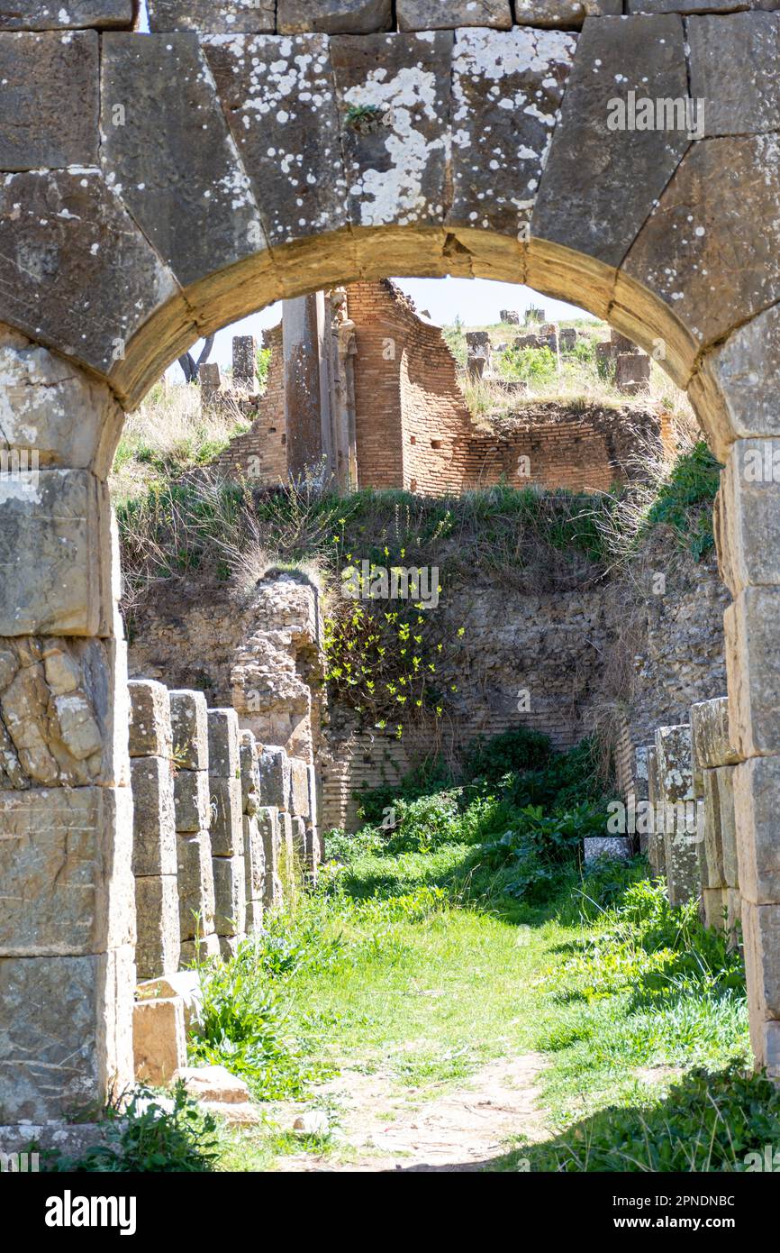 View of Roman arches in the ancient city of Cuicul-Djemila. UNESCO ...