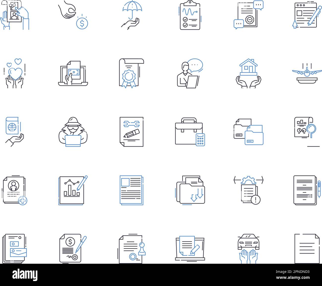 Protection Policy Line Icons Collection Insurance Security Coverage
