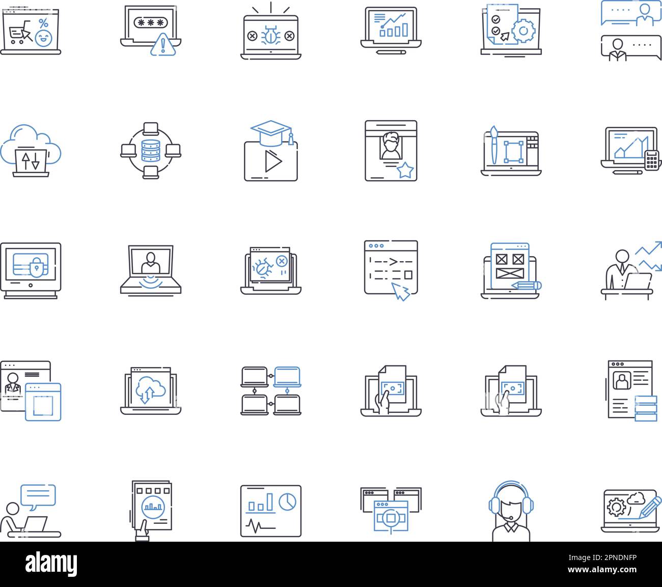 Mobile Computer Line Icons Collection Laptop Notebook Tablet