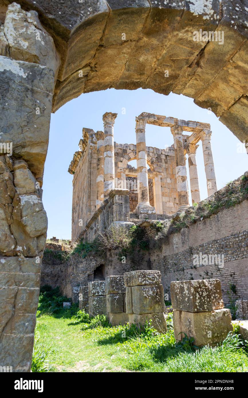 Low-angle view of (Temple of Gens Septimia) in the ancient city of ...