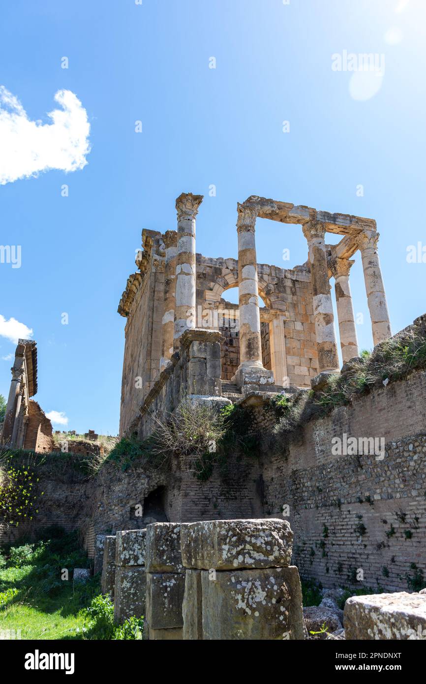 Low-angle view of (Temple of Gens Septimia) in the ancient city of ...