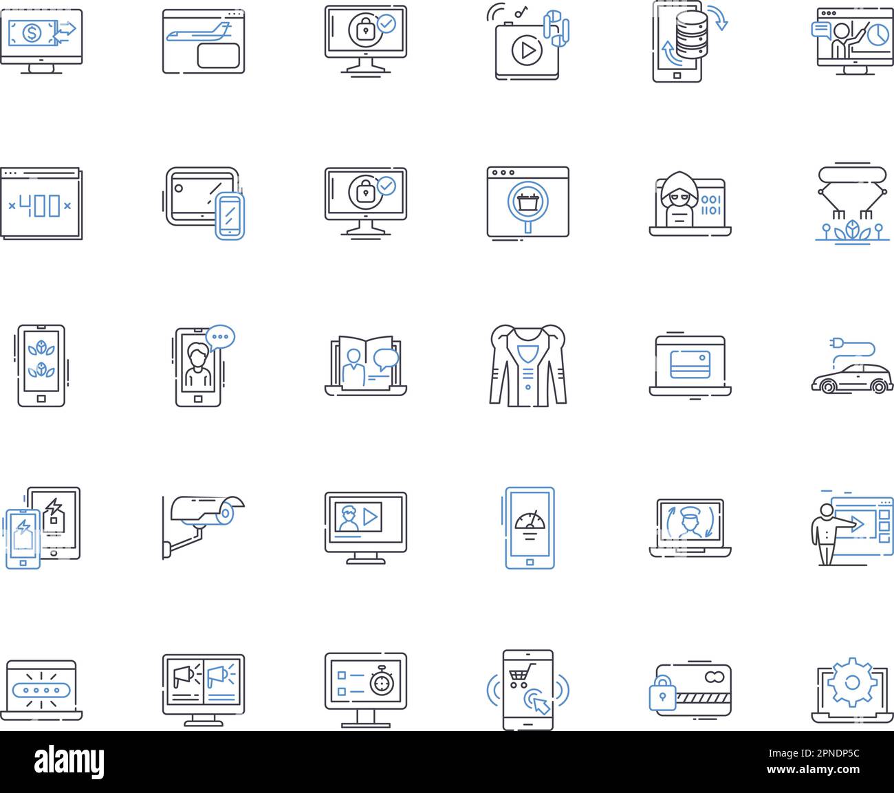 Web Line Icons Collection Browser Html Css Javascript Server Hosting Domain Vector And