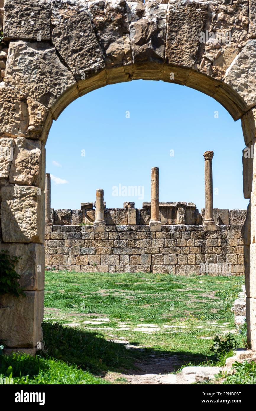 View of Roman arches in the ancient city of Cuicul-Djemila. UNESCO ...