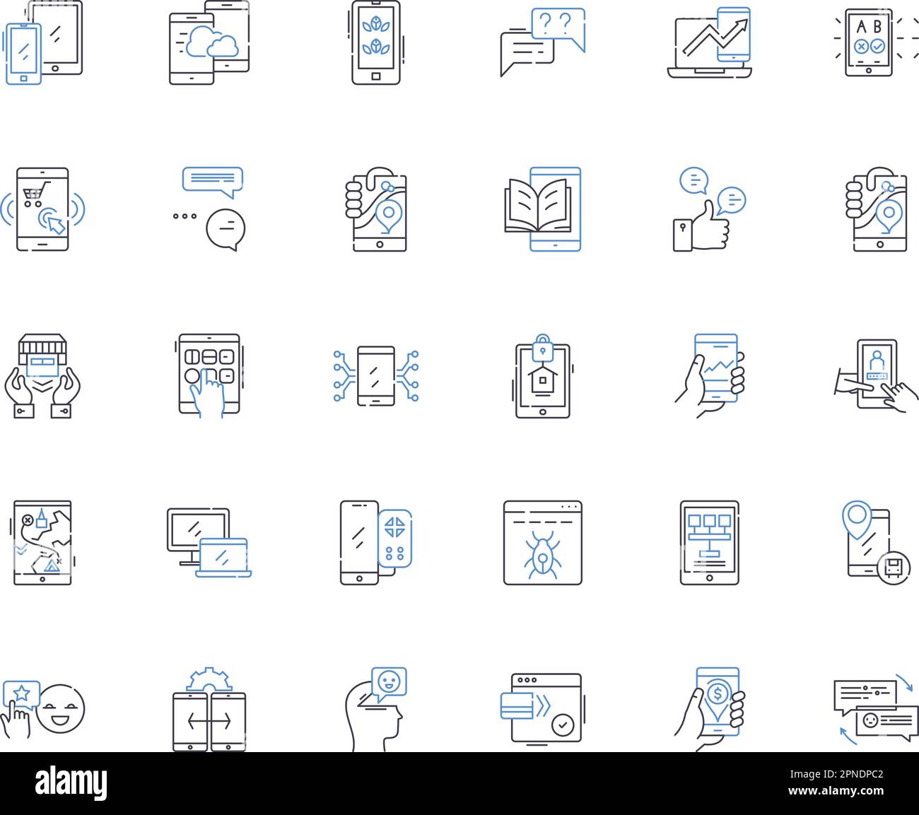 Web Development Line Icons Collection Html Css Javascript Ui Ux Responsive Mobile Vector