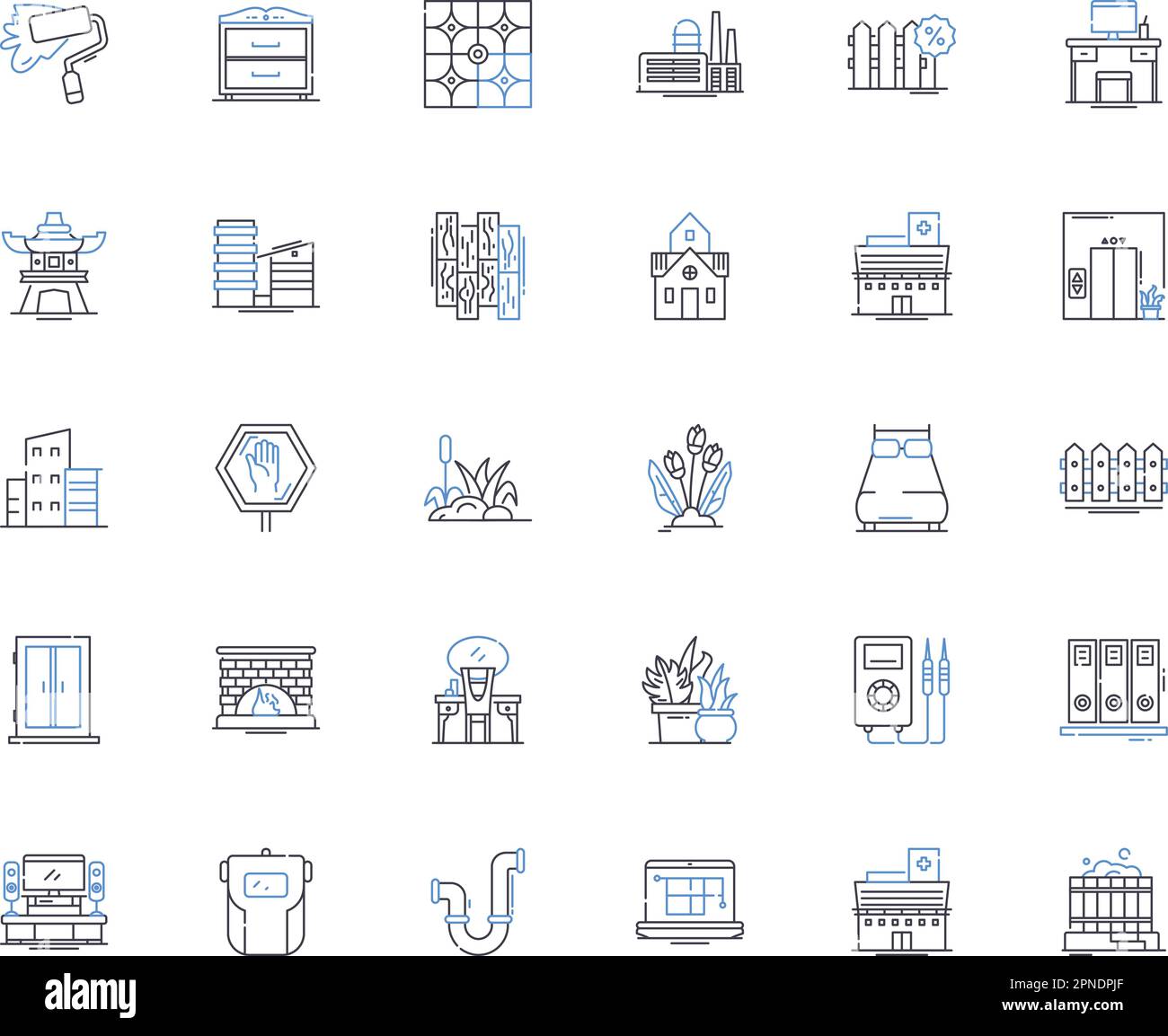 Shopping complex line icons collection. Mall, Center, Plaza, Arcade ...