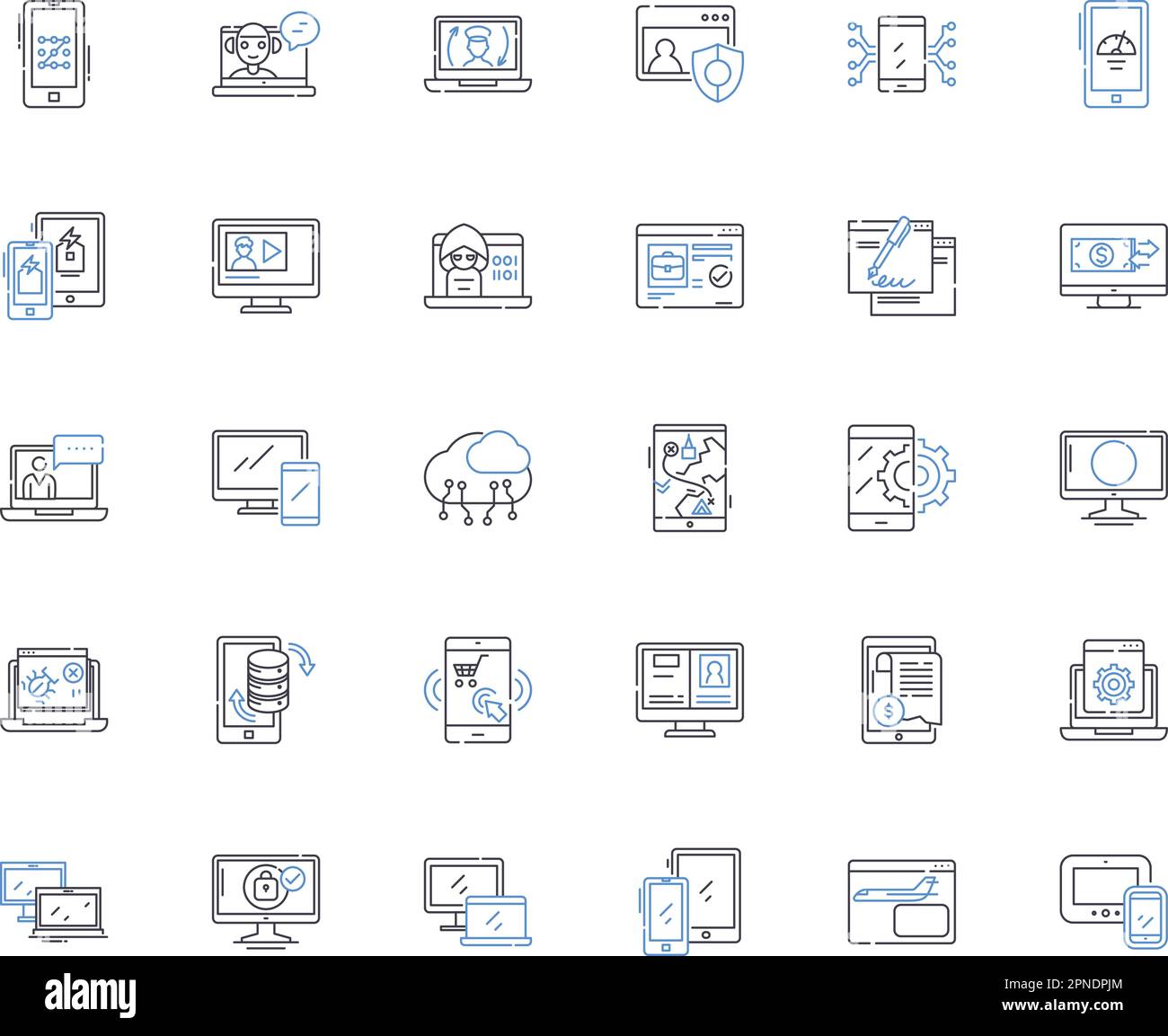 Web Security Line Icons Collection Encryption Firewall Malware Phishing