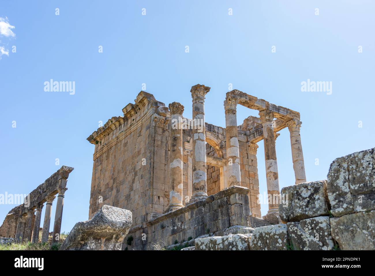 View of (Temple of Gens Septimia) in the ancient city of Cuicul-Djemila ...