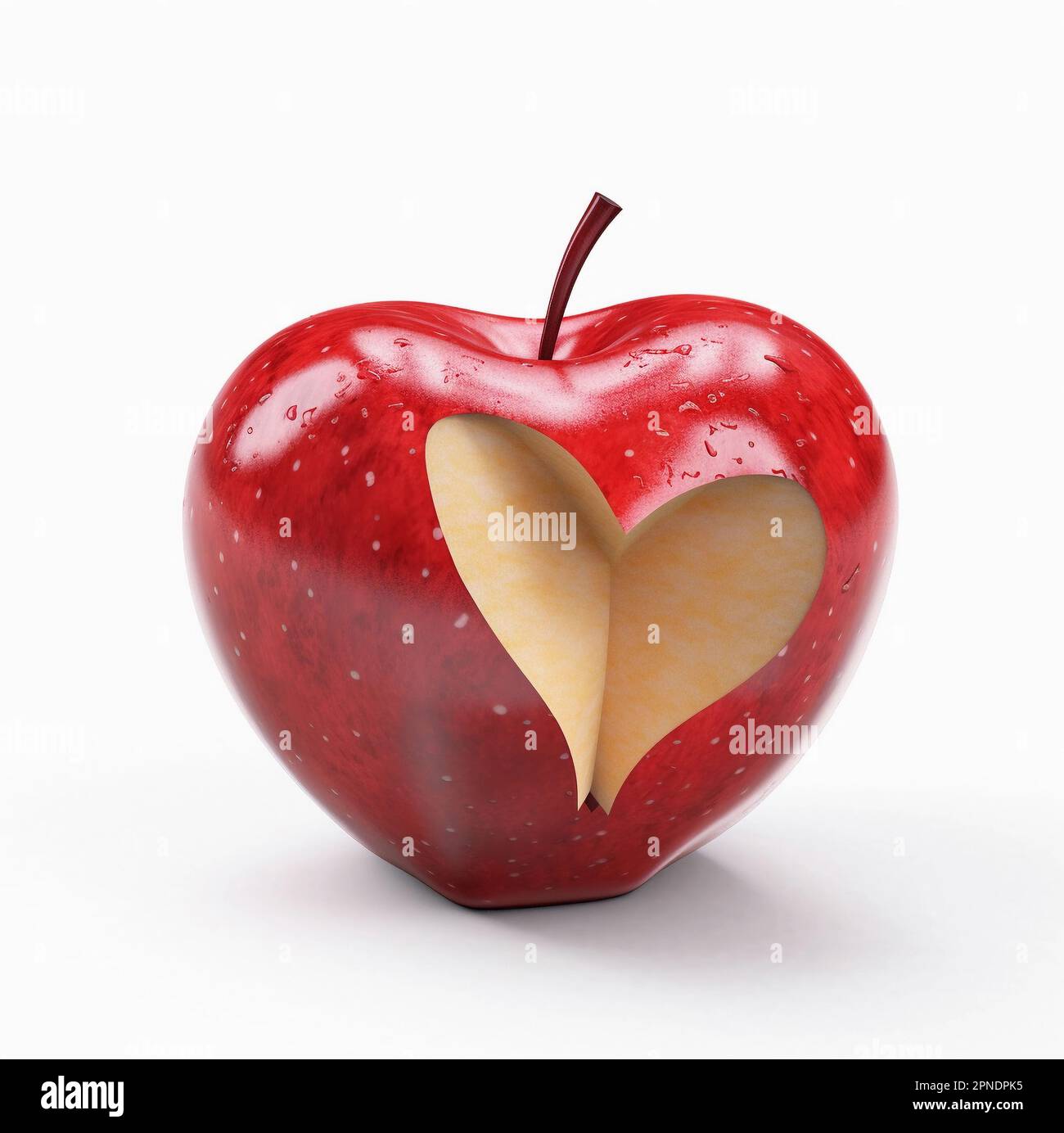 Red apple with cut out heart shaped peel isolated on a white background Stock Photo - Alamy