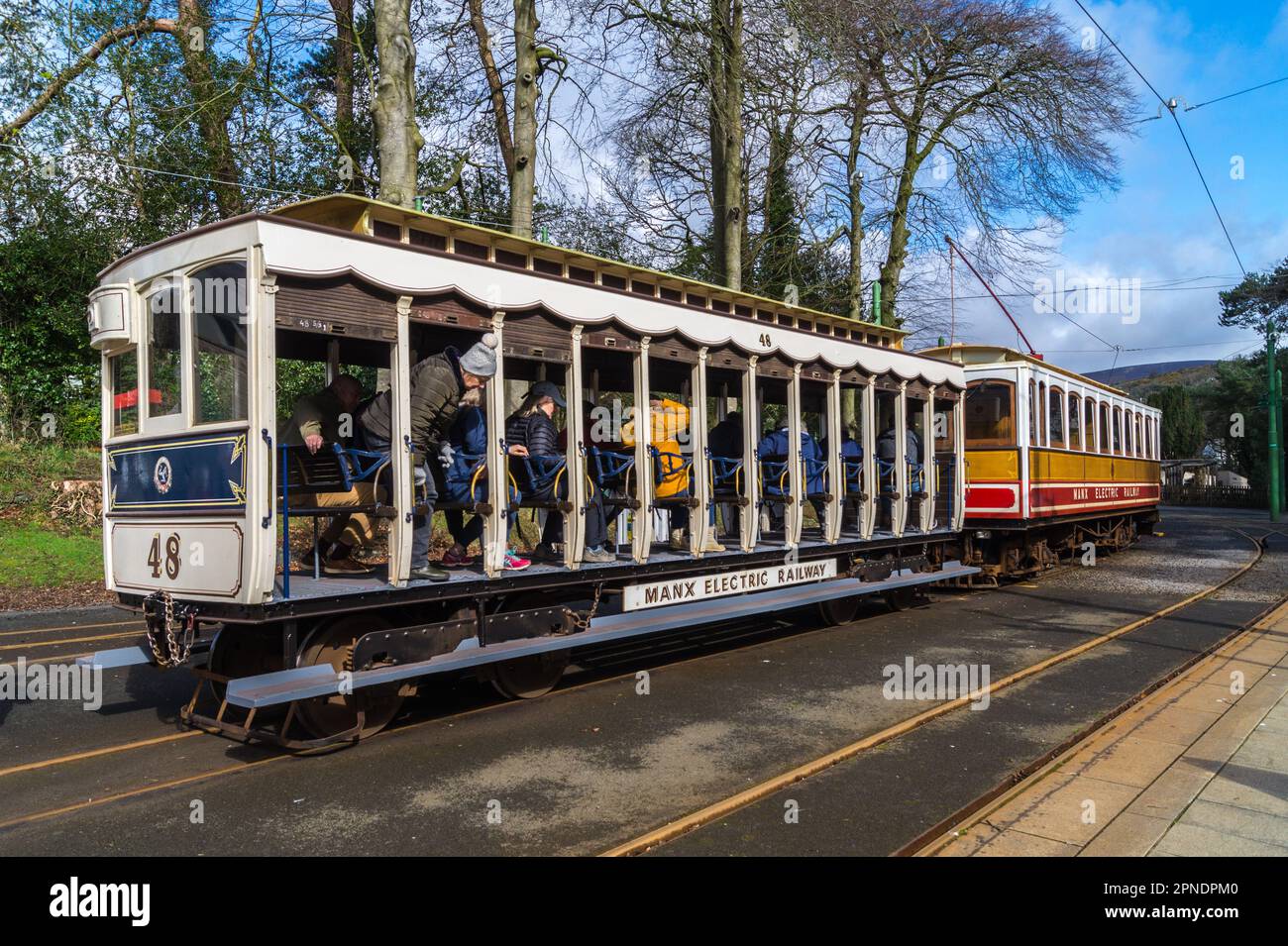 Manx Electric Railway train and carriage, Douglas, Isle of Man Stock ...