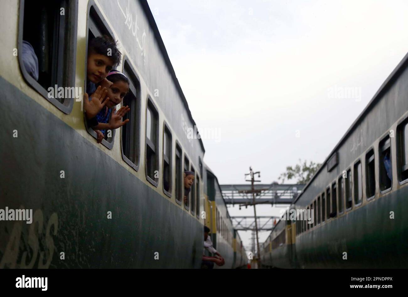Karachi, Pakistan, April 18, 2023, A large numbers of people gather for ...