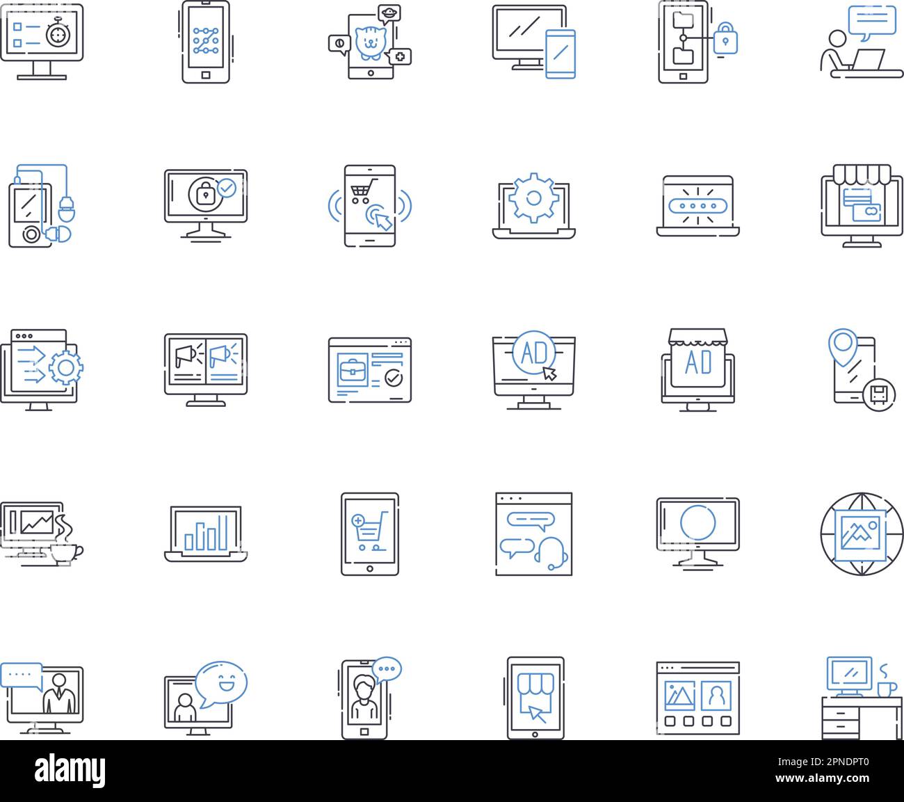 Web promotion line icons collection. SEO, SEM, PPC, Analytics, Social ...