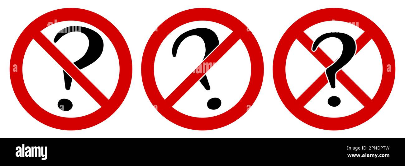 Question mark icon in red crossed circle, doublecrossed sign as well ...