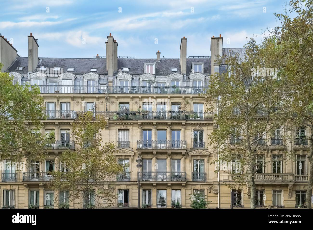 Paris, typical facade, building boulevard Richard-Lenoir, in the 11e ...