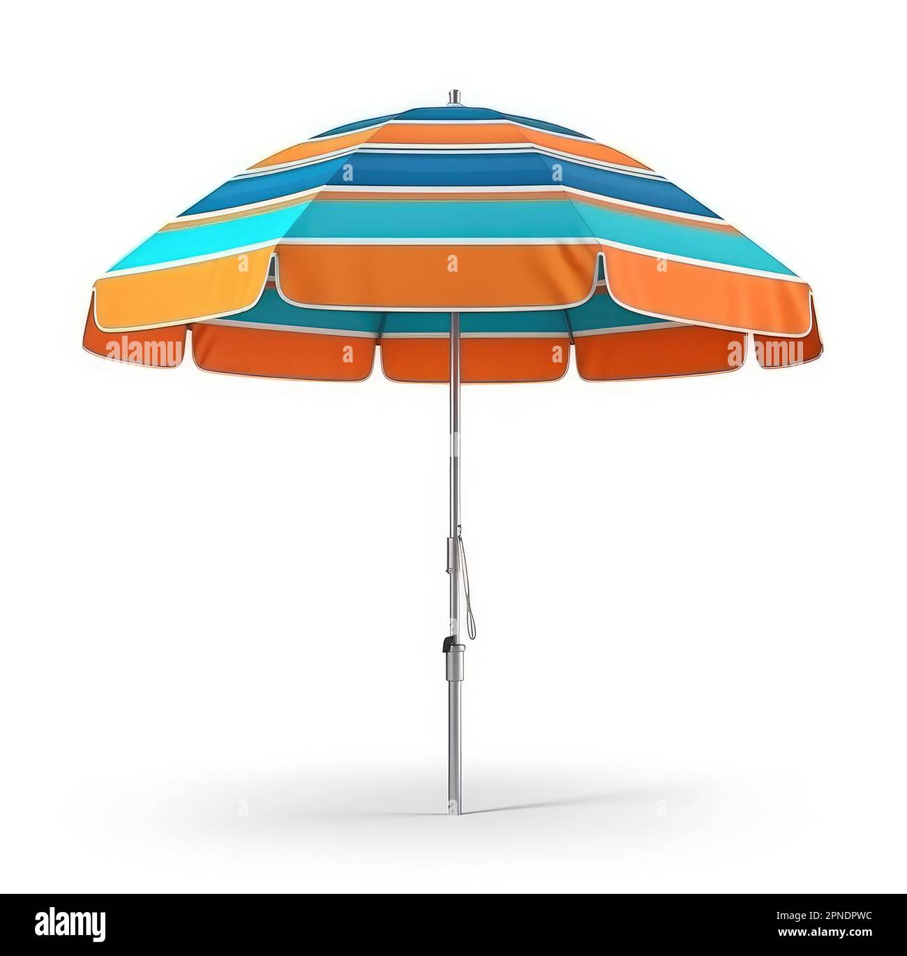 Striped beach umbrella on a white background Stock Photo - Alamy