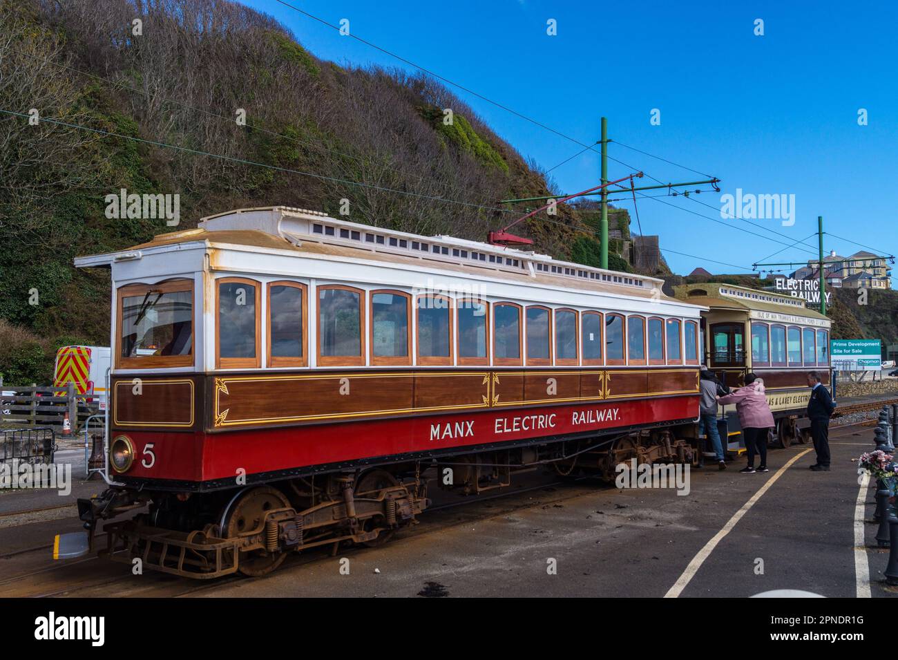 Manx Electric Railway train and carriage, Douglas, Isle of Man Stock ...
