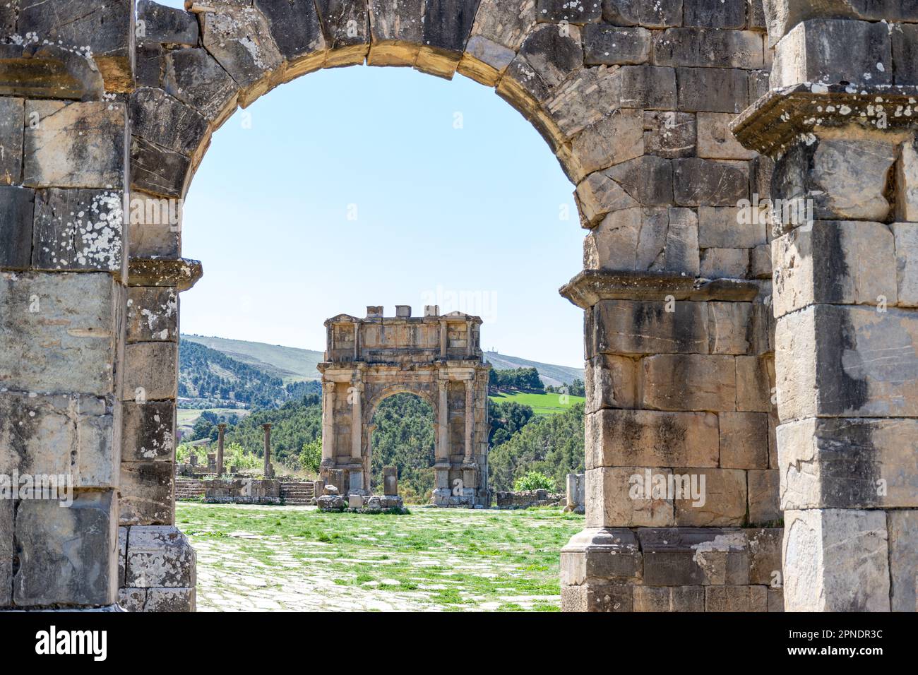 View of the Arch of Caracalla in the ancient Roman city of Cuicul ...