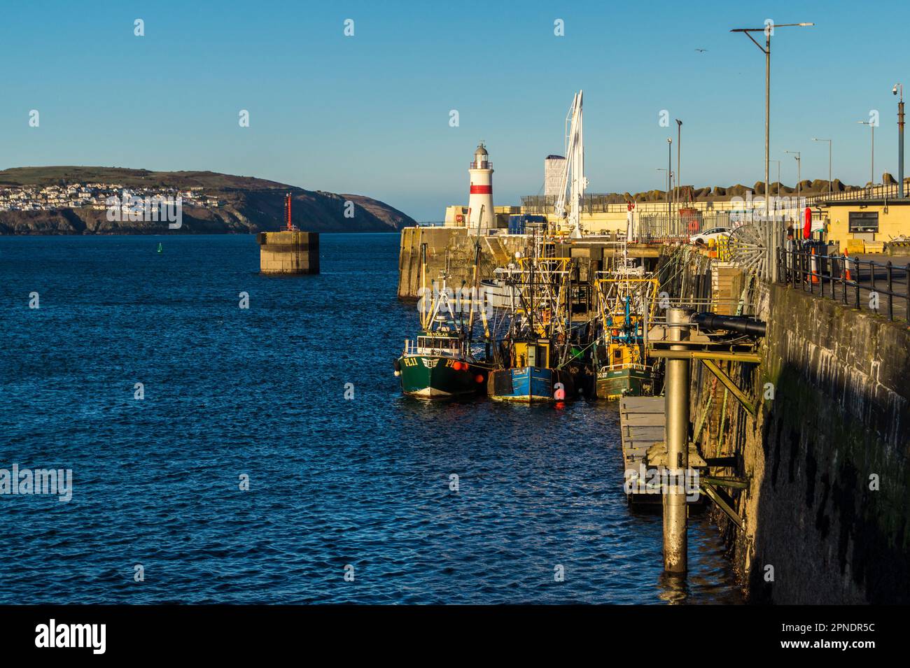 Isle of Man Steam Packet passenger ferry and fishing boats in harbour ...