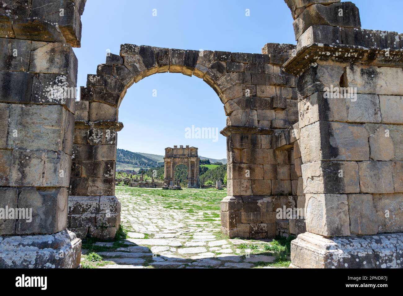View of the Arch of Caracalla in the ancient Roman city of Cuicul ...