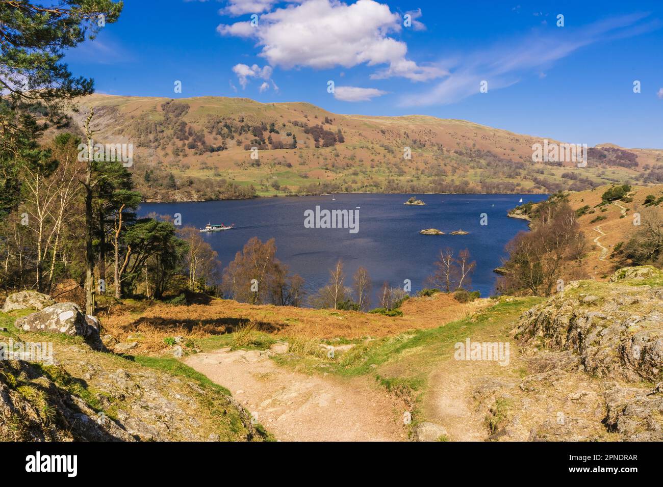 The view from the path around Ullswater in the Lake District. This is ...