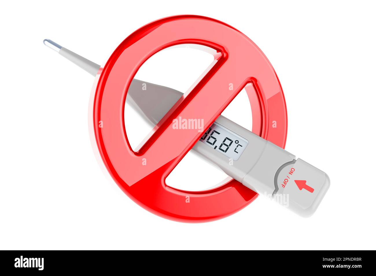Digital electronic thermometer with forbidden symbol, 3D rendering ...