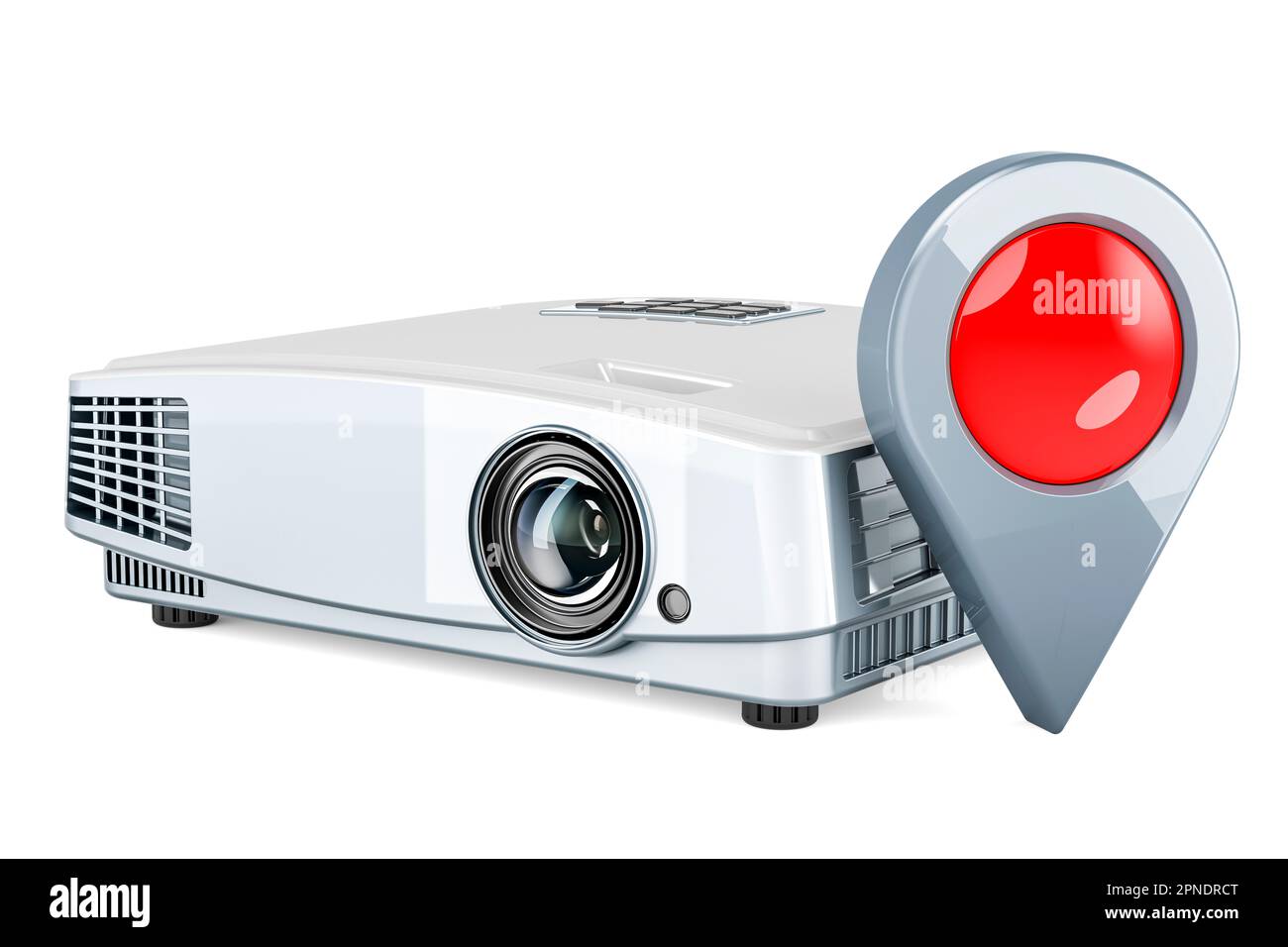 Projector with map pointer, 3D rendering isolated on white background ...