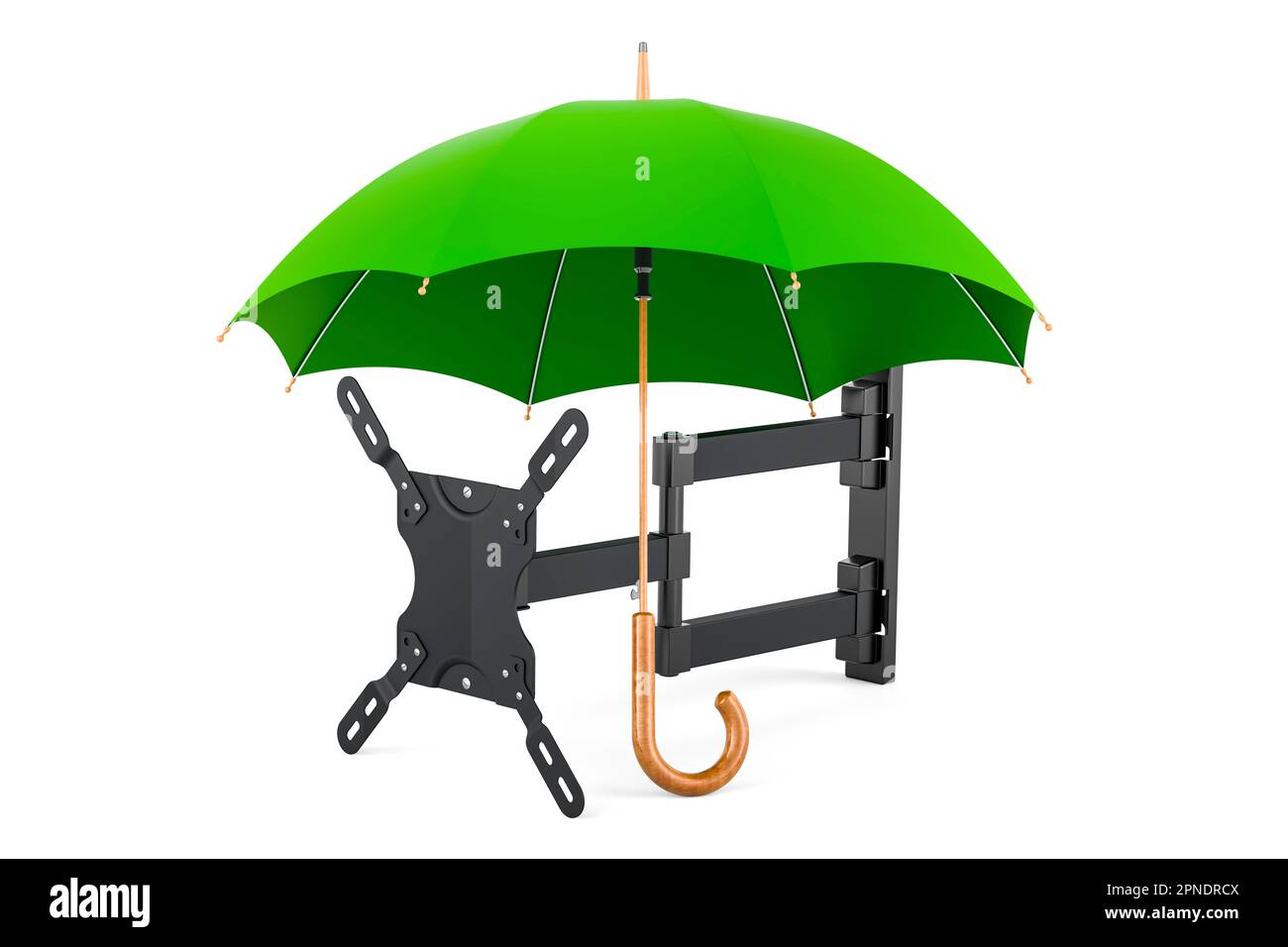 TV Monitor Wall Mount under umbrella, 3D rendering isolated on white ...