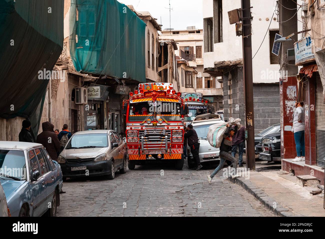 Damascus, Syria - may, 2023: Colorful decorated, old bus in Damascus ...