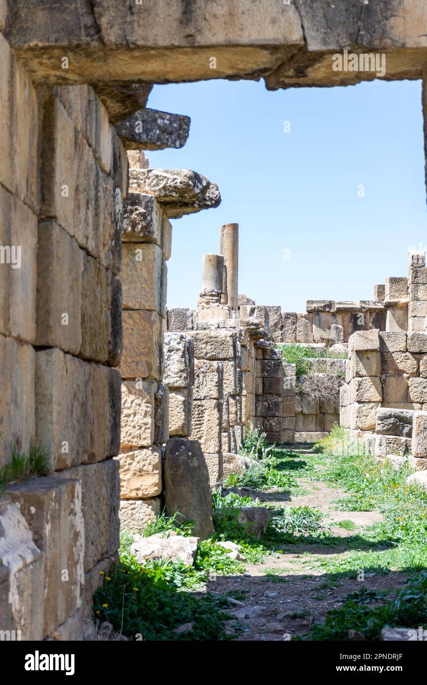 Roman ruins in the ancient city of Cuicul-Djemila. UNESCO world ...