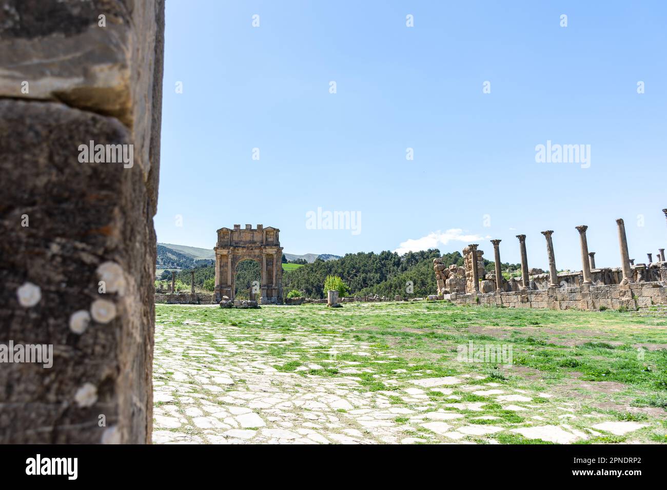 View of the Arch of Caracalla in the ancient Roman city of Cuicul ...