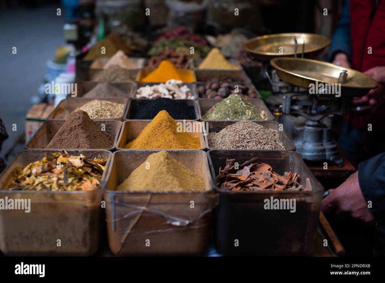 Colorful spices in spice store at Suq, Bazaar in Damascus, Syria Stock ...