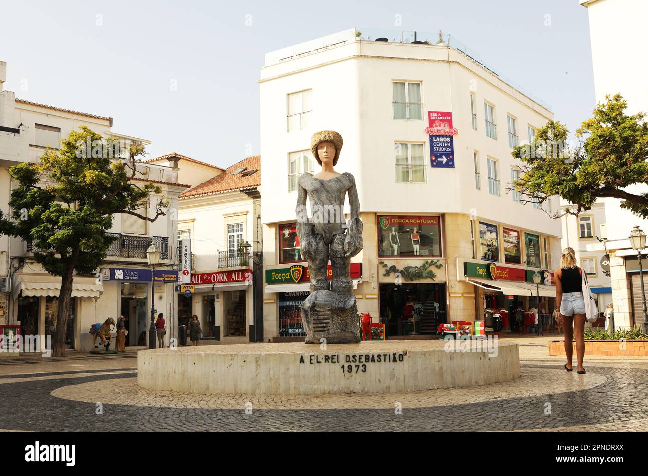 Statue of Dom Sebastiao, Old Town, Lagos, Algarve, Portugal Stock Photo ...