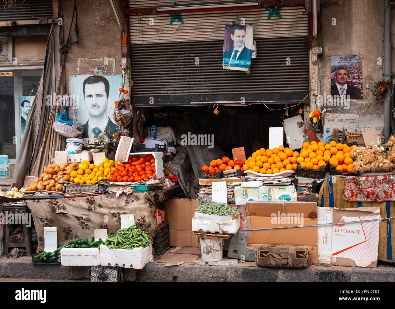 Damascus, Syria - april, 2023: Fruit and vegetable shop,on street in ...
