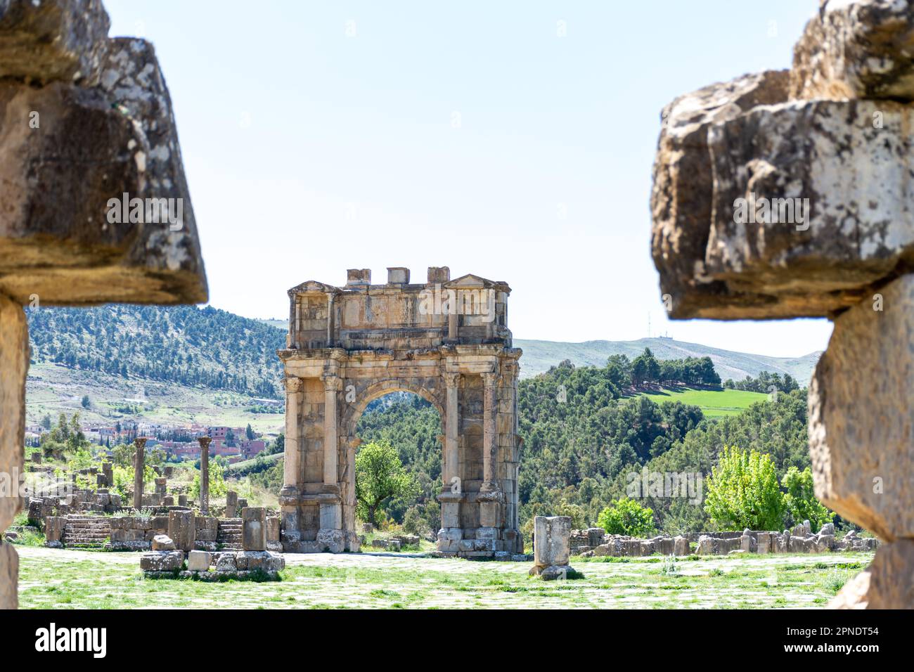 View of the Arch of Caracalla in the ancient Roman city of Cuicul ...