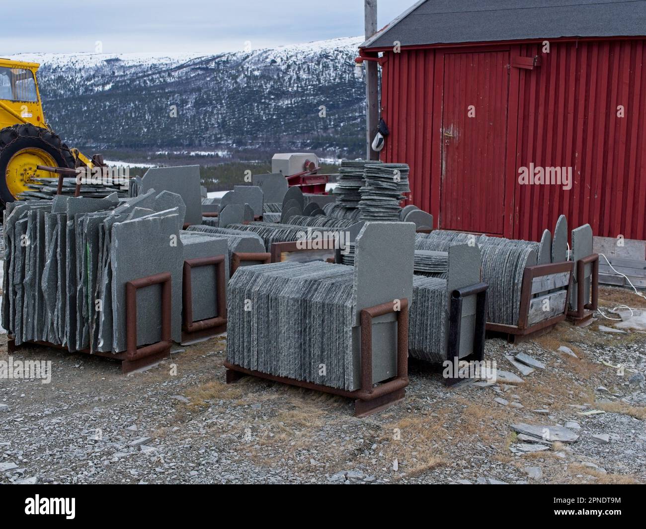 Finished slate stones ready to be transported and sold Stock Photo - Alamy