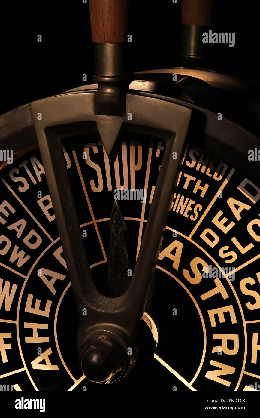 engine order telegraph in stop position Stock Photo - Alamy