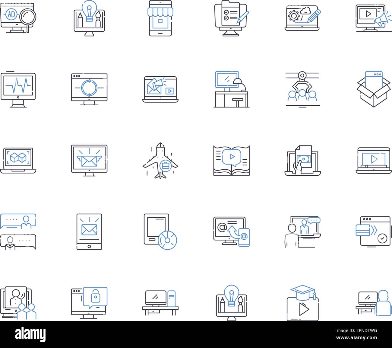 Branding agency line icons collection. Strategy, Identity, Positioning ...