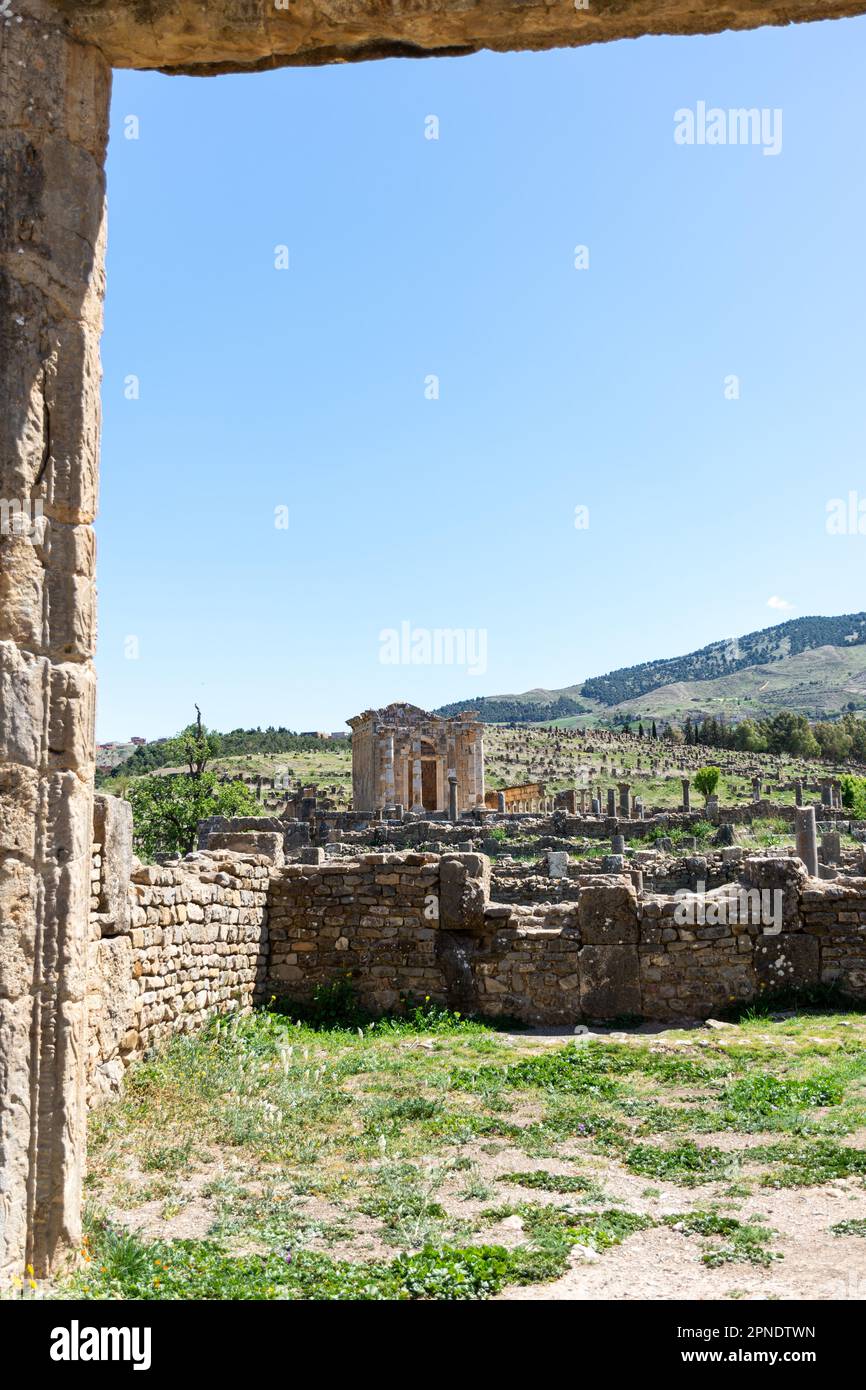 Roman ruins in the ancient city of Cuicul-Djemila. UNESCO world ...