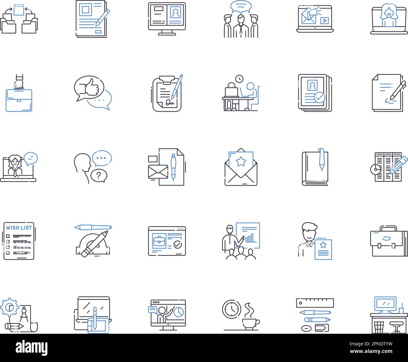 Marketing writing line icons collection. Strategy, Branding ...