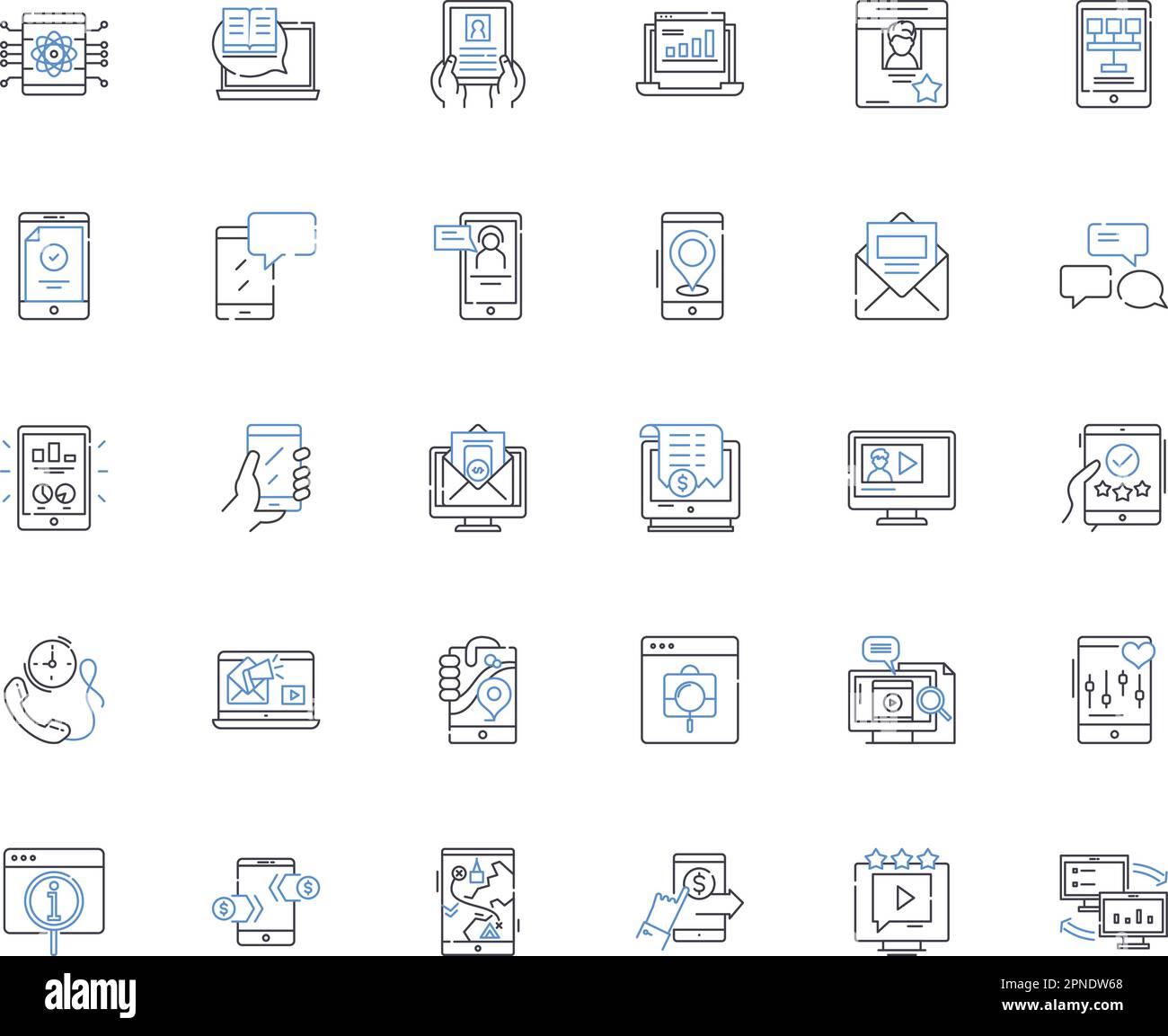 Wireless device line icons collection. Bluetooth, WiFi, LTE, G ... Wireless device line icons collection. Bluetooth, WiFi, LTE, G ...