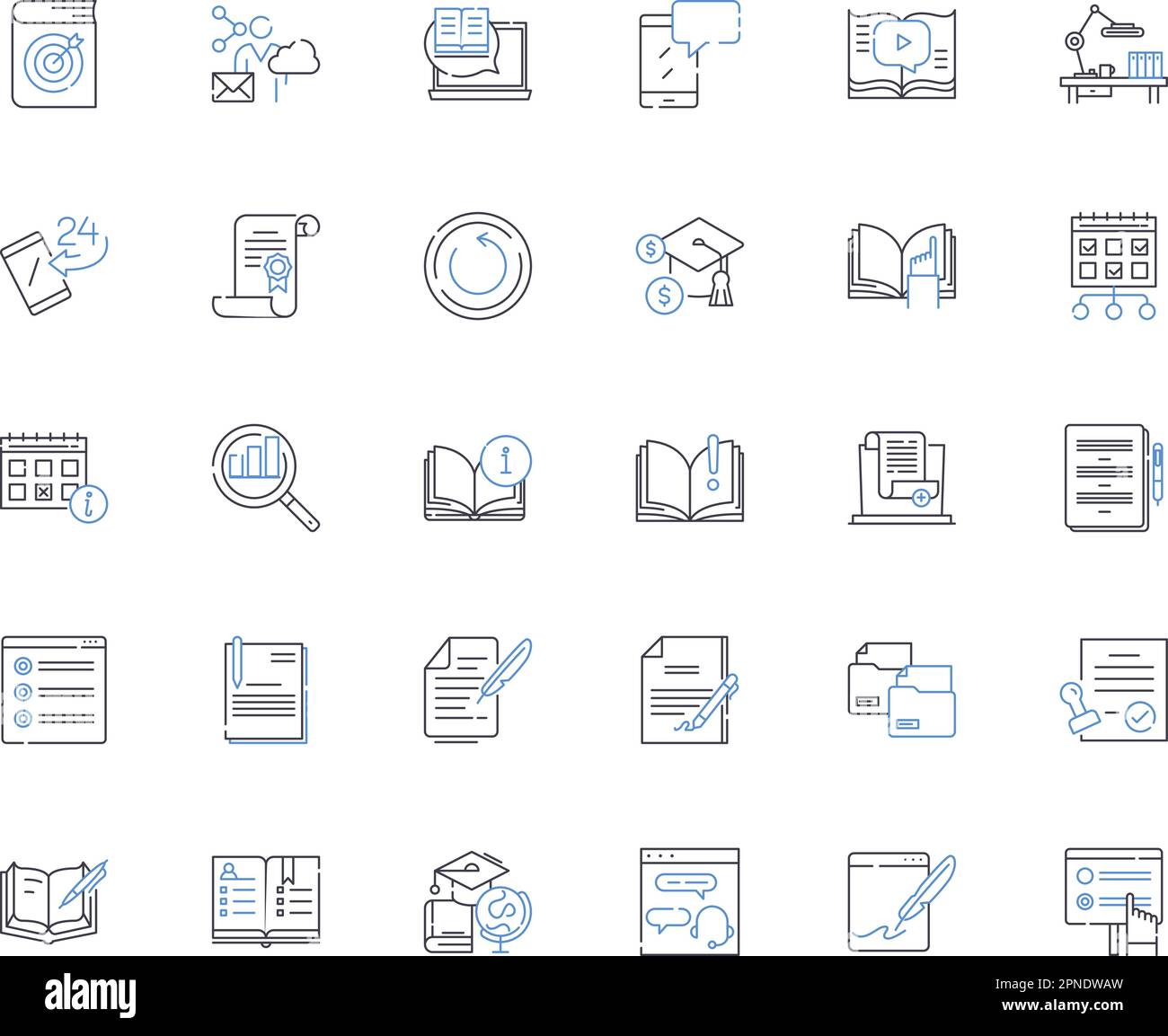 Knowledge Instruments Line Icons Collection Analysis Calculation