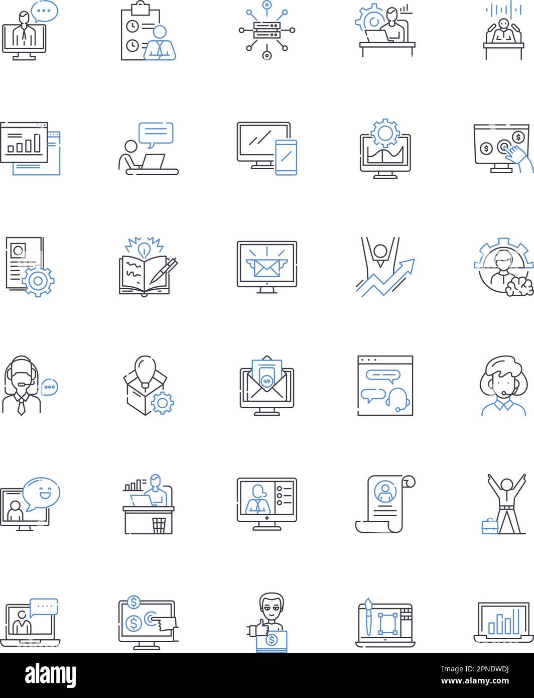Operational Enterprise Line Icons Collection Efficiency Effectiveness