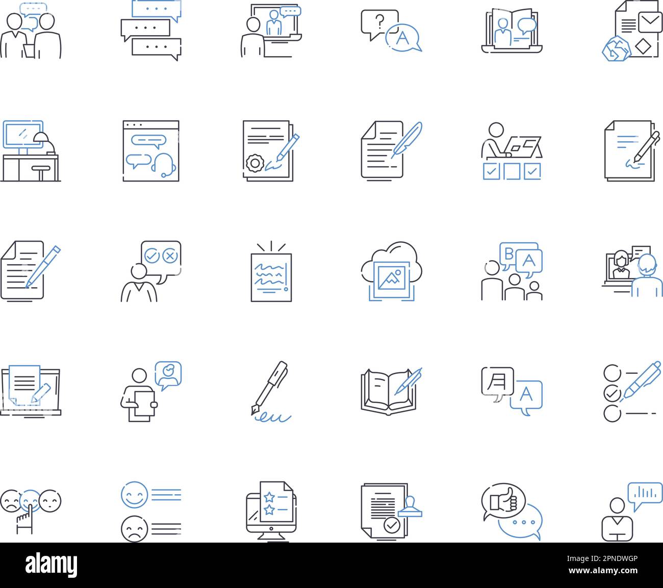 Emailing line icons collection. Inbox, Attachment, Draft, Outbox, Forward, Reply, Sender vector ...