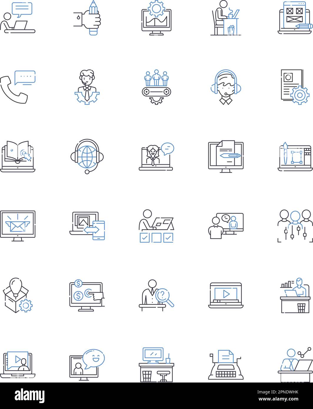 Engaged line icons collection. Committed, Enamored, Attached, Invested ...