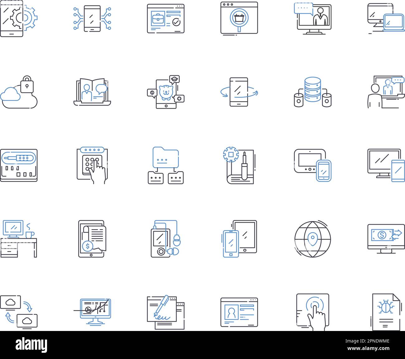 Social Communication Line Icons Collection Nerking Connections