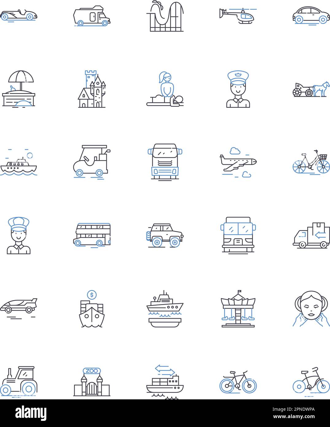 Journey line icons collection. Expedition, Odyssey, Pilgrimage, Trek ...