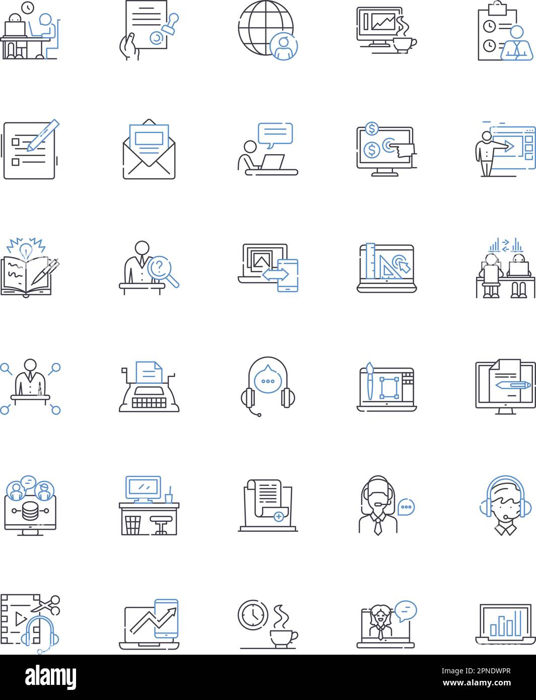 Task System Line Icons Collection Productivity Efficiency Management Organization