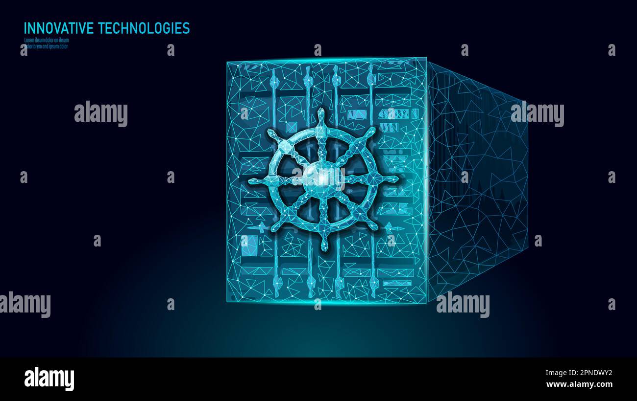 Wheel Helm On Container Computer Developer App Concept Business Digital Open Source Program