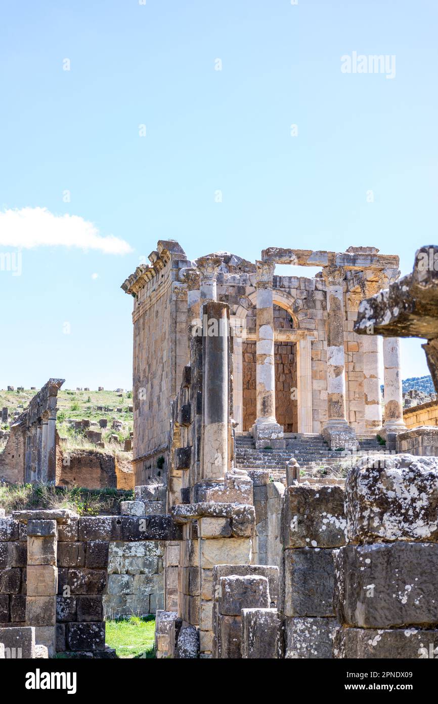 View of (Temple of Gens Septimia) in the ancient city of Cuicul-Djemila ...