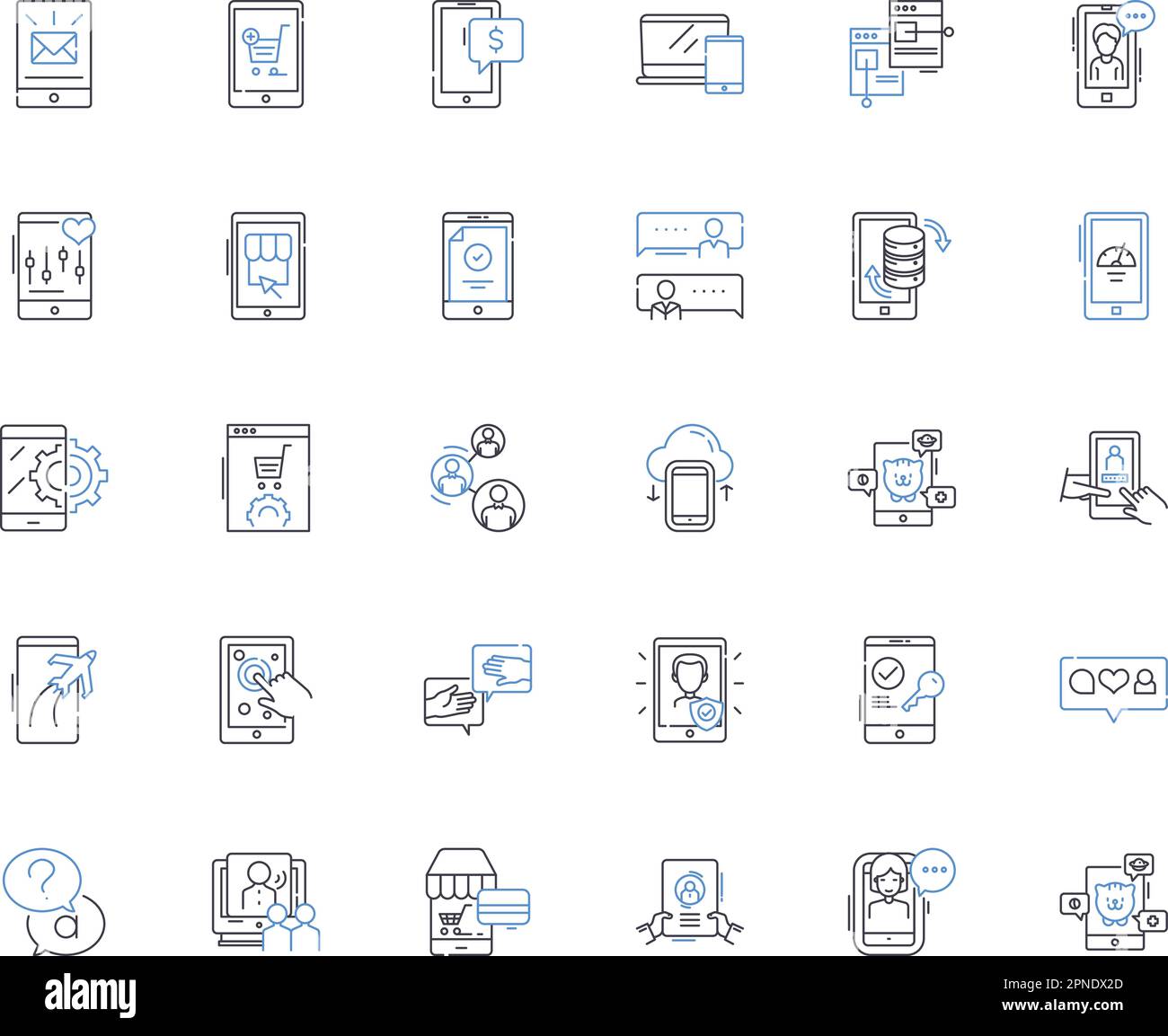 Virtual media line icons collection. Augmented, Digital, Interactive, Simulated, Virtual, Cyber ...