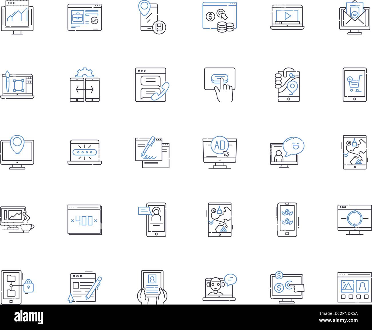 Interaction Area Line Icons Collection Engagement Communication